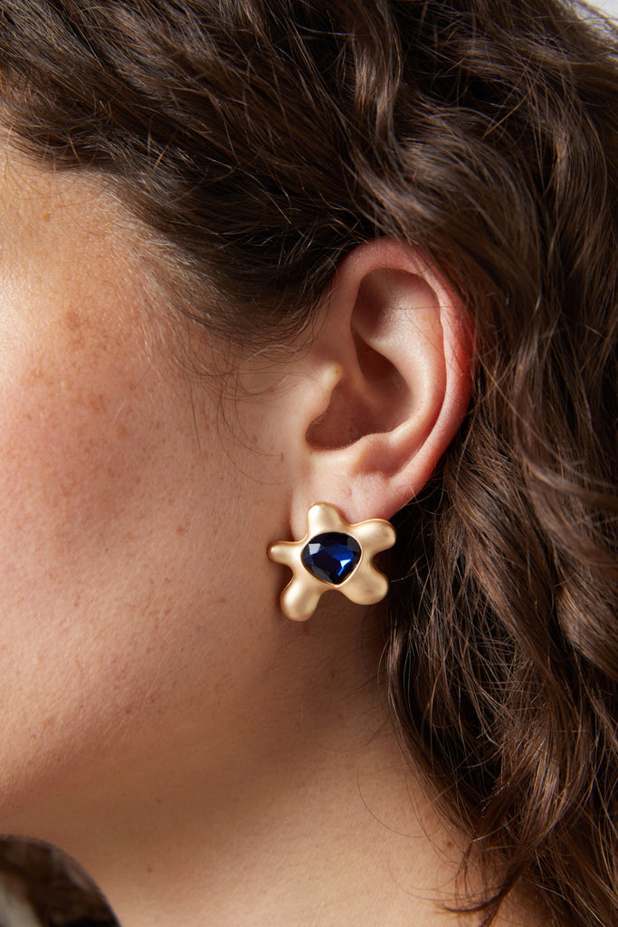 Satin Flower Diamonte Earrings – Gorman NZ